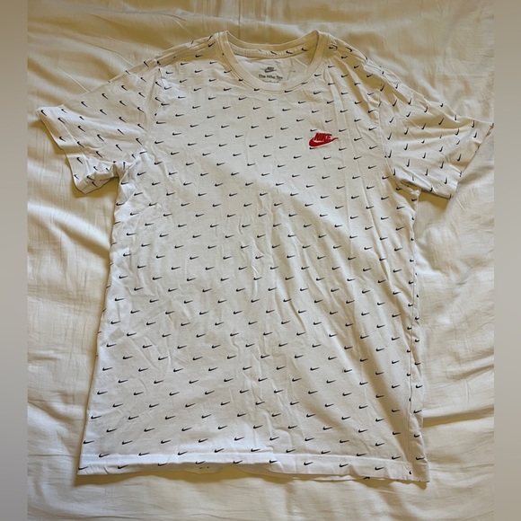 Nike | Shirts | Nike White Tshirt With An Embroidered Red Nike Check ...